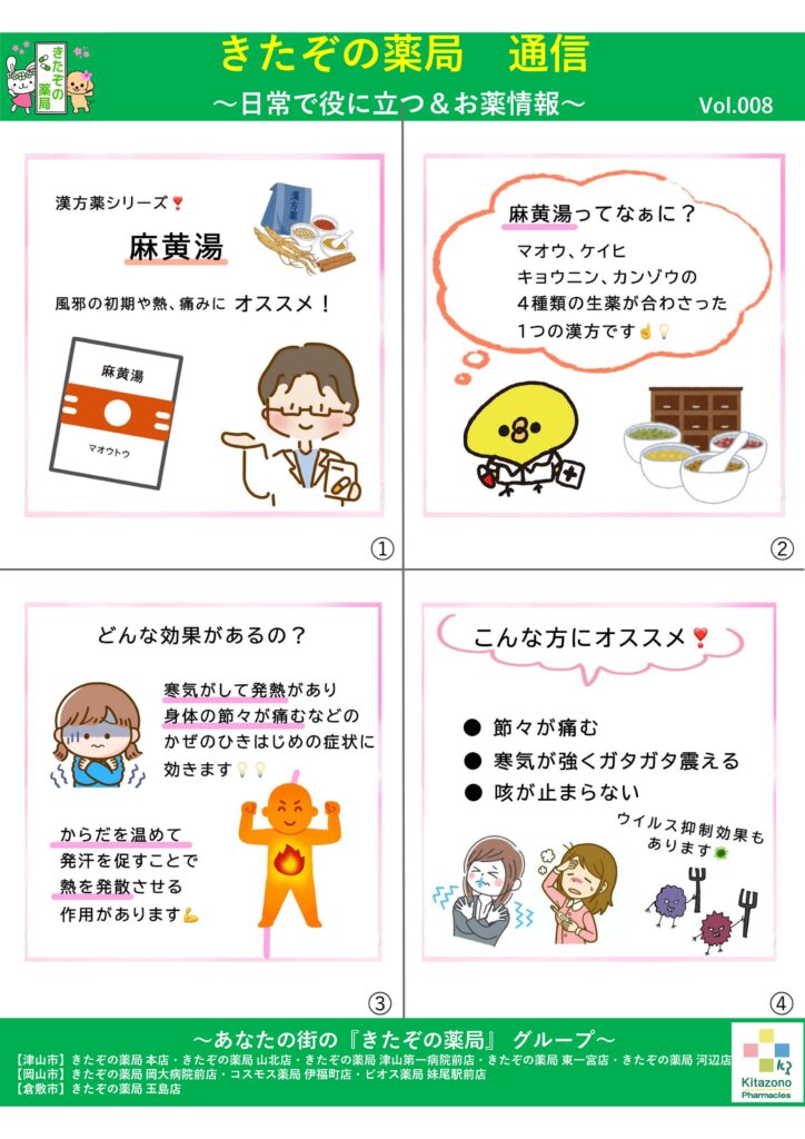 ～★きたぞの通信 Vol.008★～『漢方シリーズ【風邪の初期】・【熱】・【痛み】の方におすすめ☆』 ｜ きたぞの薬局